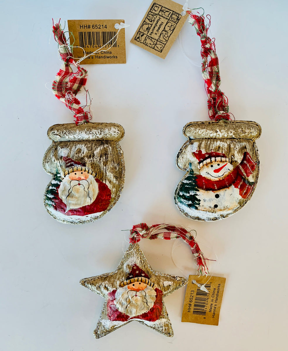 Rustic Metal Ornament - Mitten & Stars – Whimsy Daisy Holiday Shop